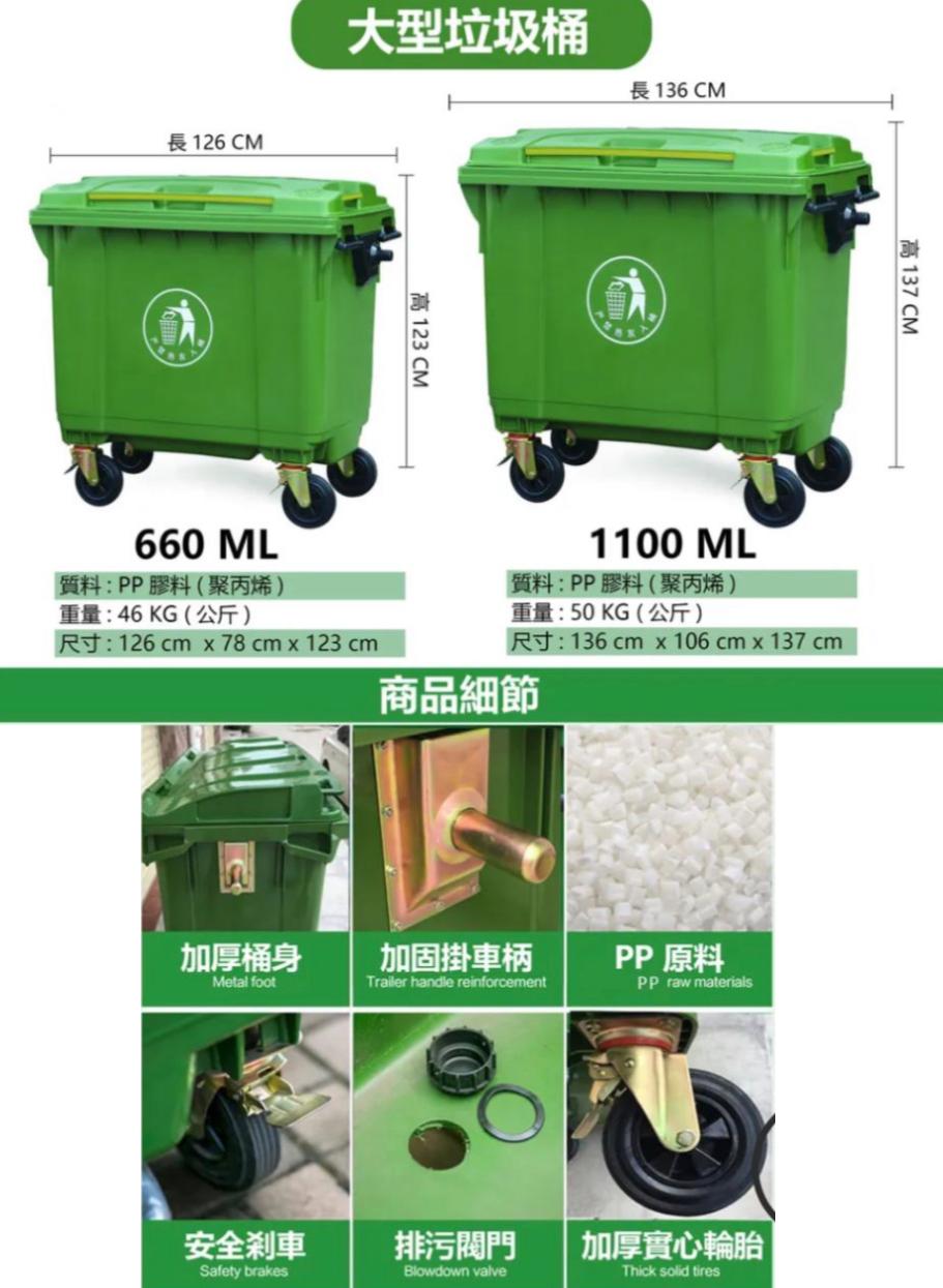 660L / 1100L 垃圾桶(可印Logo) – Times Education